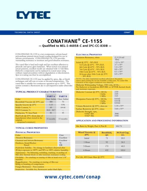 www.cytec.com/conap CONATHANEÂ® CE-1155 - Central Coating