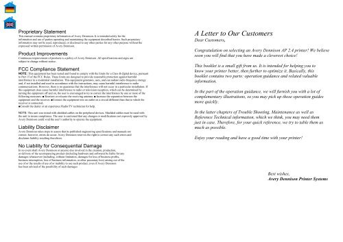 Proprietary Statement - Avery Dennison