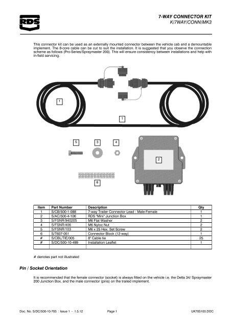7-WAY CONNECTOR KIT K/7WAY/CONN/MK3 - RDS Support Server