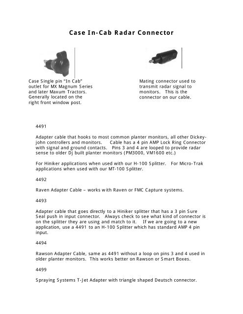 Case In-Cab Radar Connector - ag-electronics.com