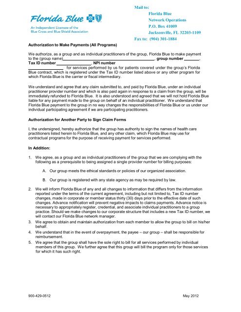Billing Authorization for Professional Association ... - Provider Manual