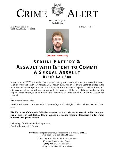 CRIME ALERT - UC Berkeley Police Department