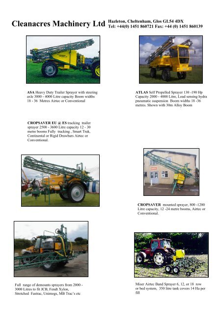 airtec general information brochure - Cleanacres Machinery