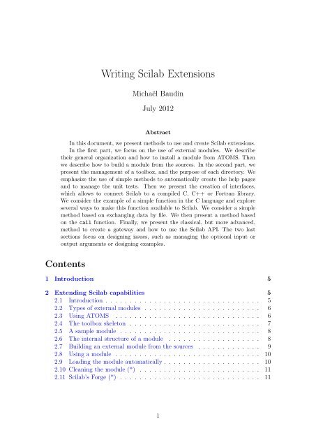 Writing Scilab Extensions - Projects