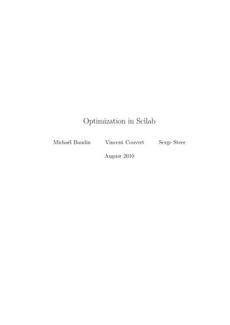 Optimization in Scilab - Projects
