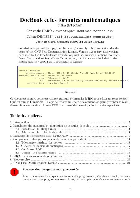 Écrire de la documentation en utilisant DocBook