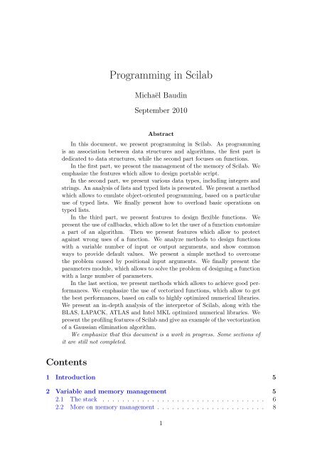 Programming in Scilab - Projects