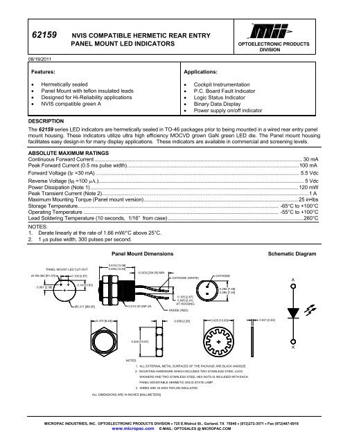 nvis compatible hermetic rear entry panel mount led indicators
