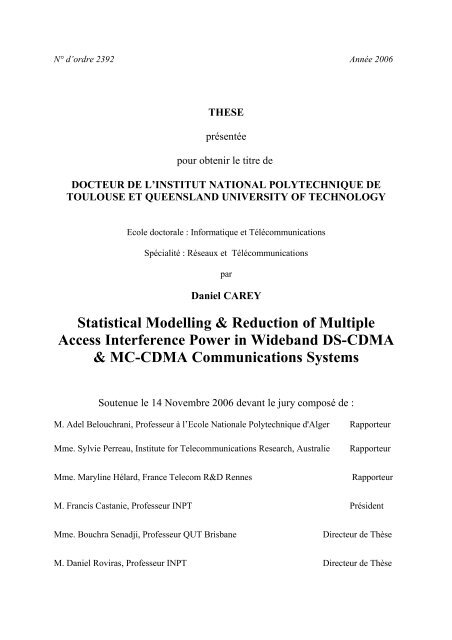 Statistical Modelling And Reduction Of Multiple Access Interference