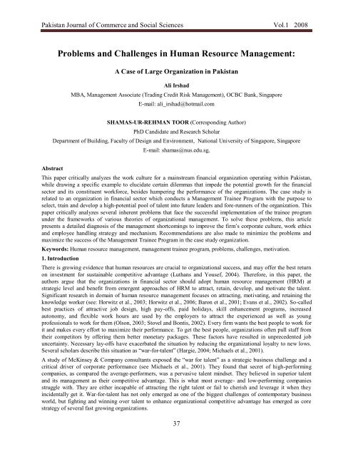 Problems and Challenges in Human Resource Management