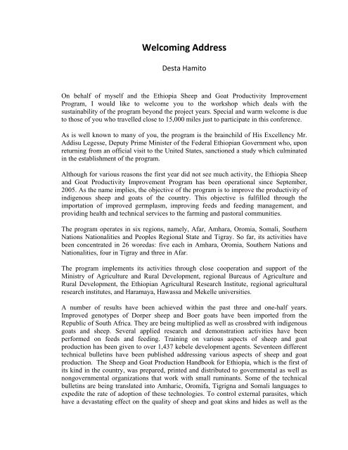 Welcoming Address - esgpip