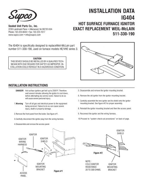 Install instructions - Supco