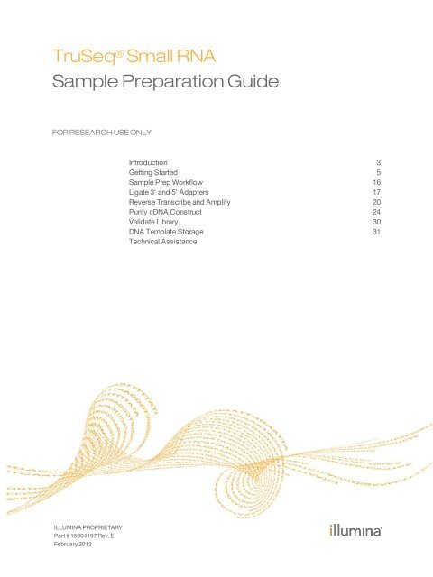 TruSeq Small RNA Sample Preparation Guide 15004197 E - Illumina