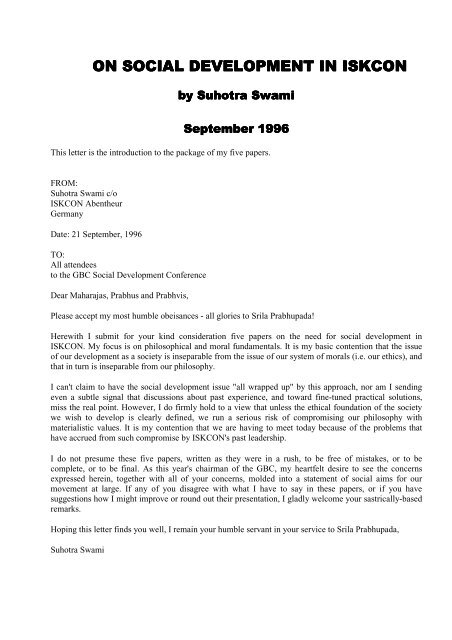 Social Development papers - ebooks - ISKCON desire tree