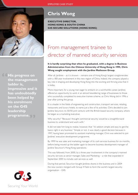 From management trainee to director of manned security services