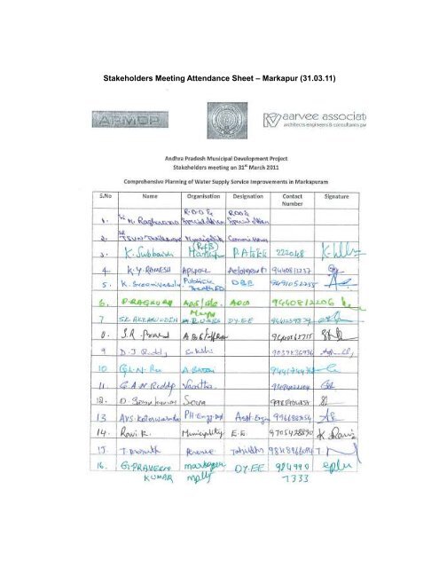 Stakeholders Meeting Attendance Sheet â Markapur (31.03.11)
