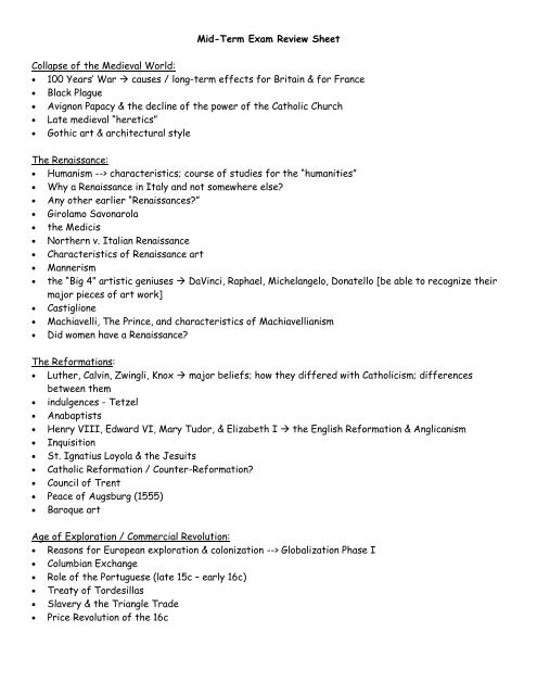 1st Semester Final Exam Review Sheet 1st Semester Final Exam Review Sheet