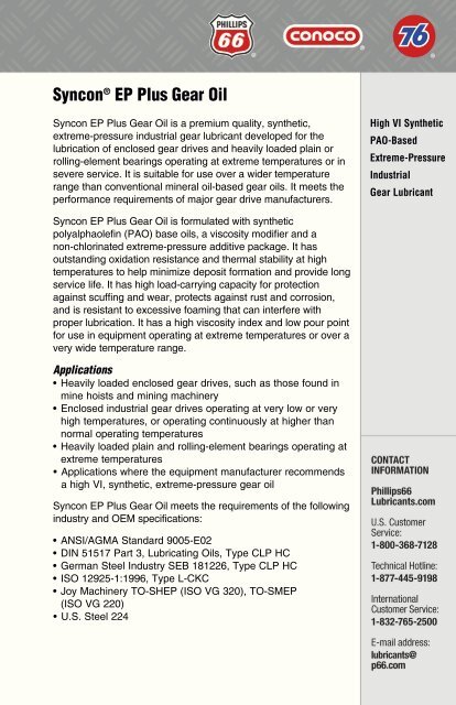 SynconÂ® EP Plus Gear Oil - Technology Lubricants Corporation