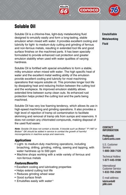 Soluble Oil - Technology Lubricants Corporation