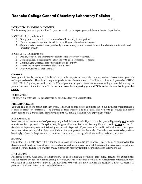 LABORATORY MANUAL - Roanoke College