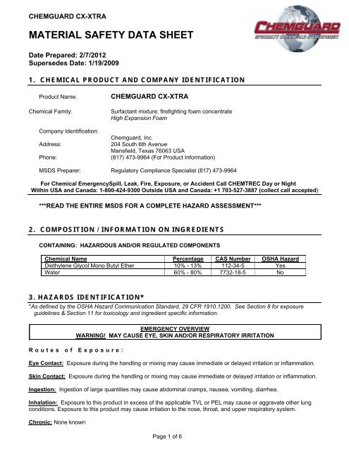 XTRA High-X - CX - Chemguard Inc.