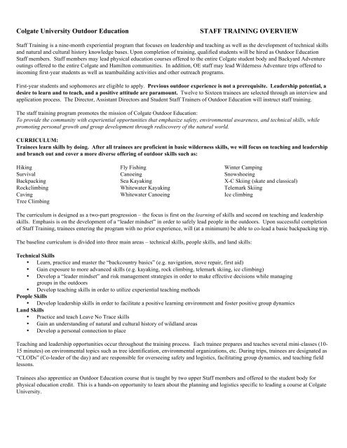 Overview of the training process (PDF) - Colgate University