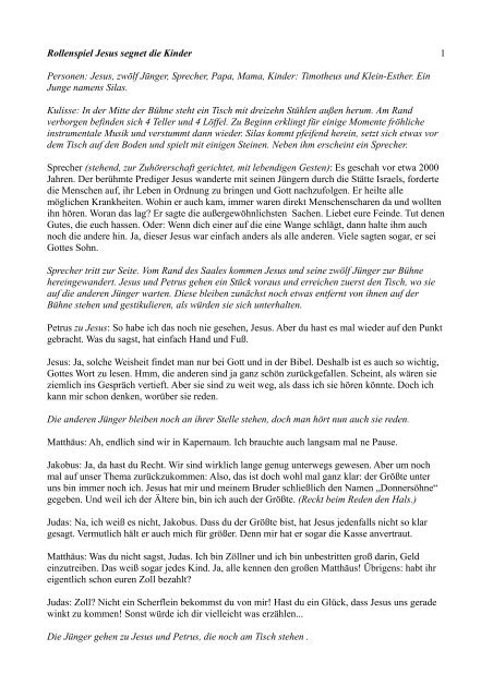Rollenspiel als PDF zum Ausdrucken - Christliche Perlen