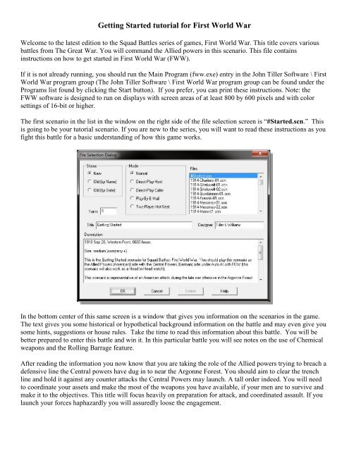 Getting Started tutorial for First World War - John Tiller Software