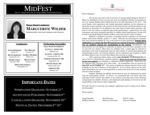 2011 MidFest Brochure 10 - The University Of Georgia Bands