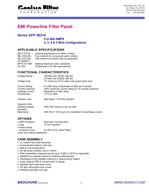 EMI Powerline Filter Panel - R. A. Mayes Company