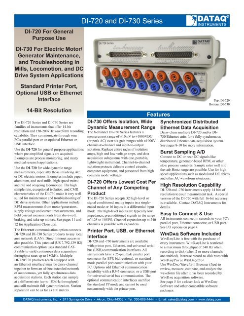 DI-720 datasheet - DATAQ Instruments
