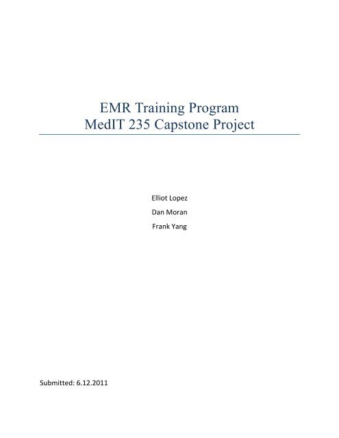 EMR Training Program MedIT 235 Capstone Project