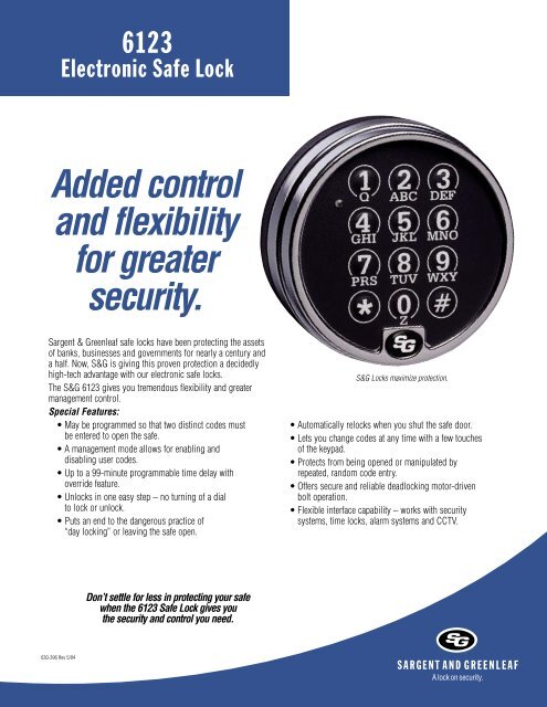 6123 sheet.indd - Sargent and Greenleaf