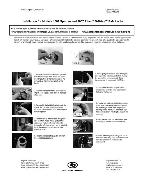 Direct Drive (1007/2007) Installation Instructions - Sargent and ...