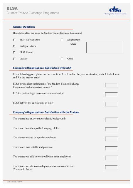 ELSA Student Trainee Exch