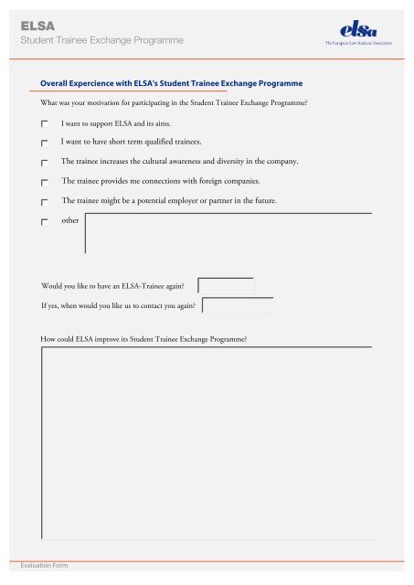 ELSA Student Trainee Exch