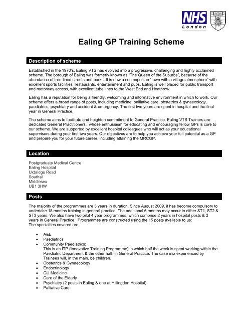 Ealing GP Training Scheme - London Deanery