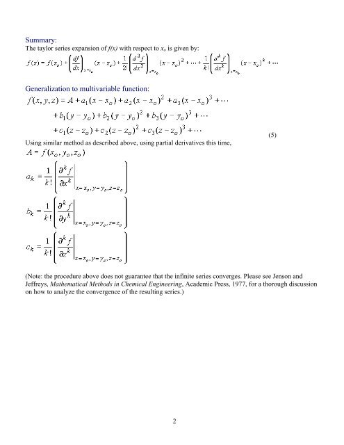 Summary: The taylor serie