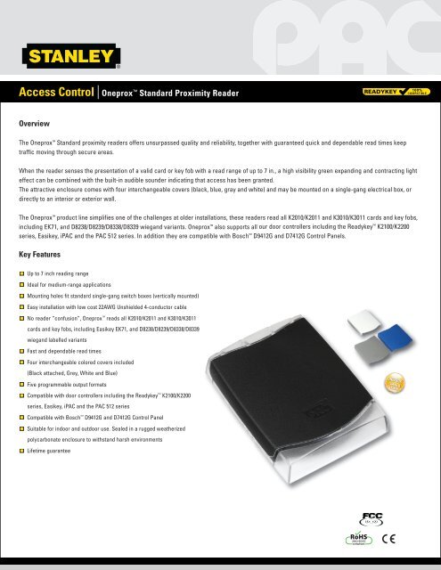Access Control |Oneprox™ Standard Proximity Reader - Stanley PAC