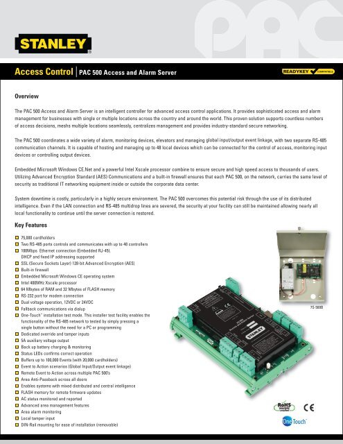 Access Control |PAC 500 Access and Alarm Server - Stanley PAC