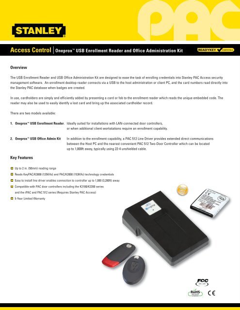 Oneprox USB Enrollment Reader - Stanley PAC