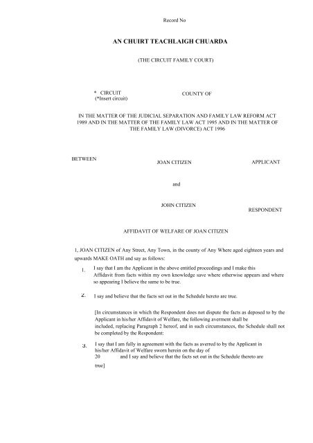 Affidavit of Welfare - Amen