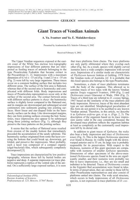 Giant Traces of Vendian Animals