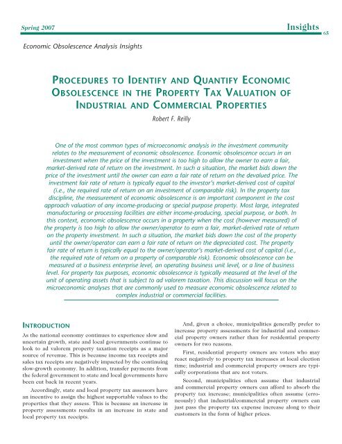Procedures to Identify and Quantify Economic Obsolescence in the ...