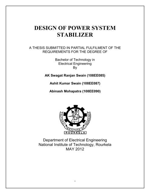 design of power system stabilizer - ethesis - National Institute of ...