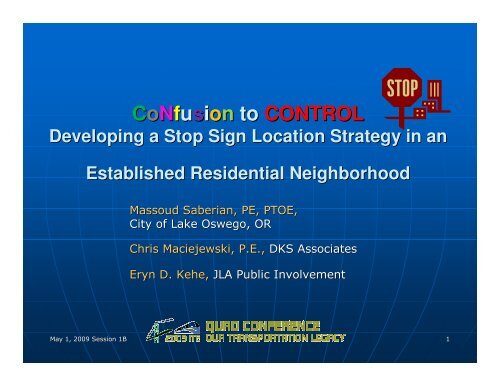 Developing a Stop Sign Strategy in an Established Residential ...