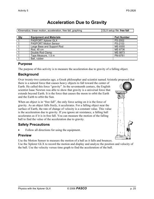 Free Fall Physics Experiment Free Fall Physics Experiment