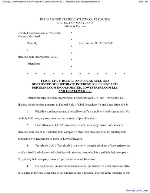 Local Rule 103 3 Disclosure Statement By Priceline Justia local-rule-103-3-disclosure-statement-by-priceline-justia