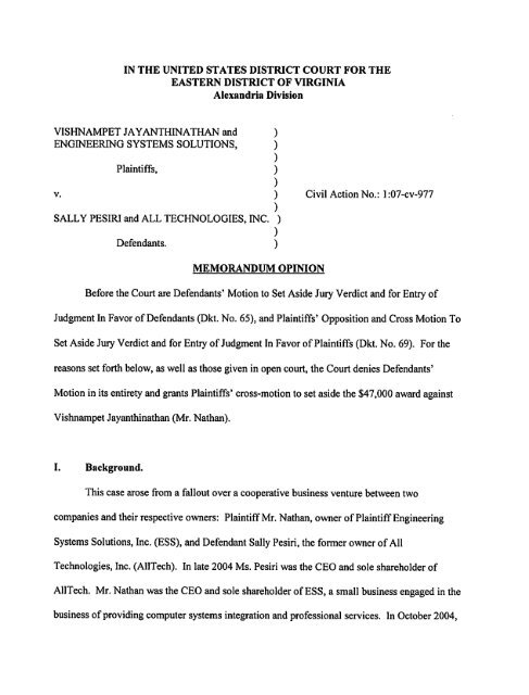 and Defendant Sally Pesiri, the former owner of All - Justia