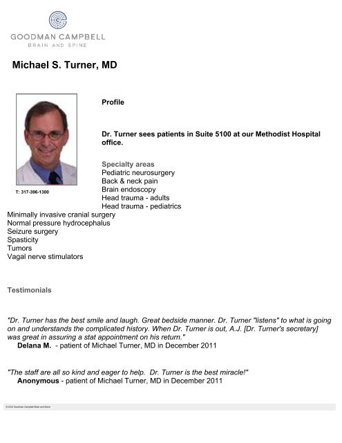 Michael S. Turner, MD - Goodman Campbell Brain and Spine